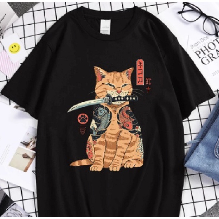 Camiseta Camisa Samurai Gato Katana Japão | Shopee Brasil