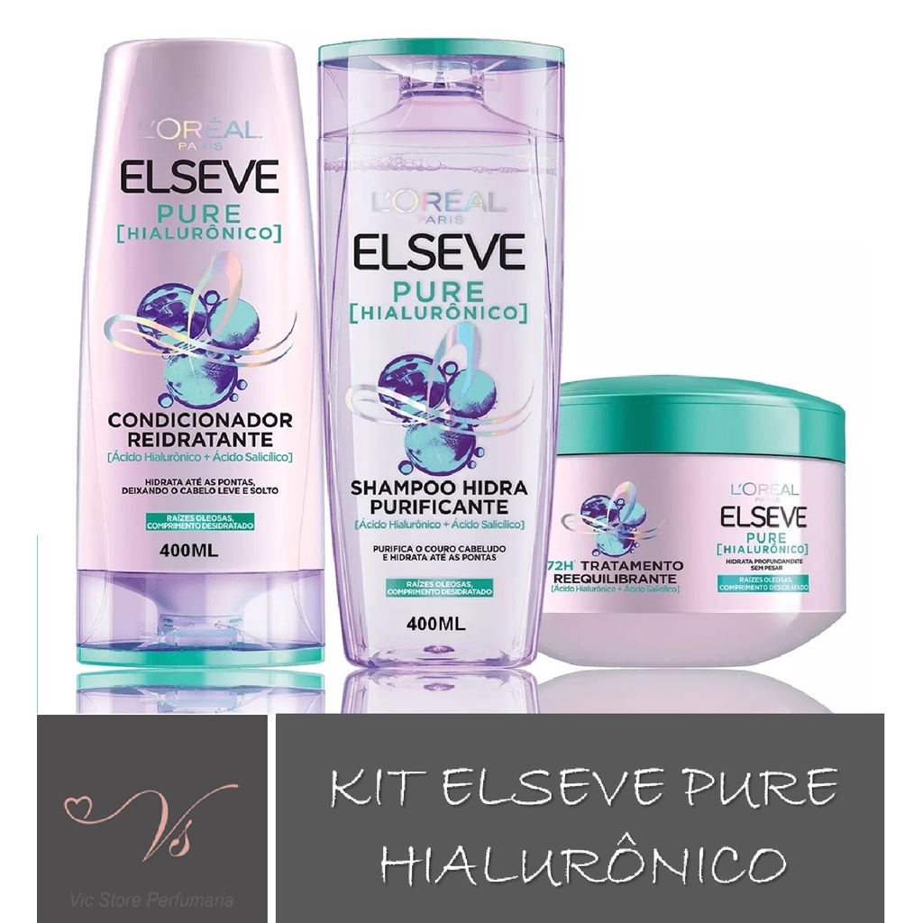 Kit Linha Elseve Pure Hialurônico (Shampoo + Condicionador 400ml e ...