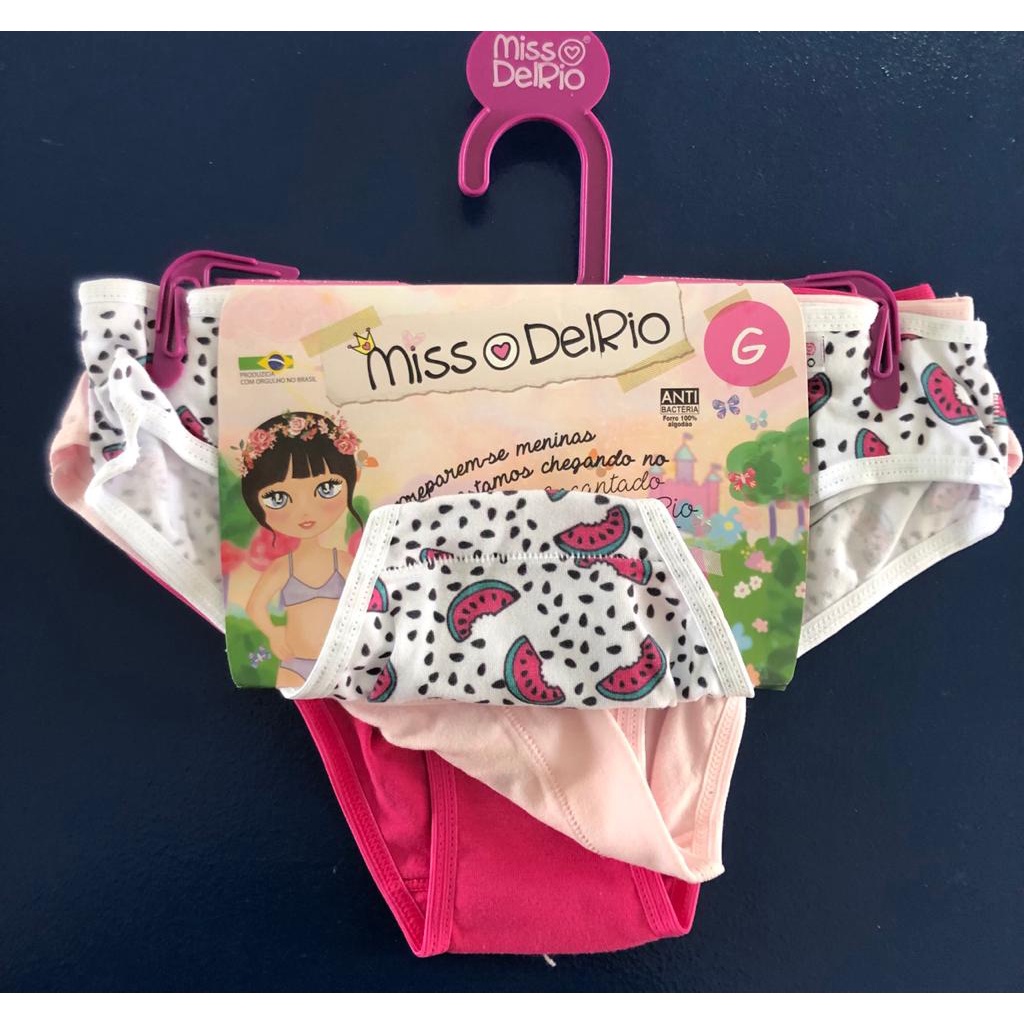 Kit com 3 Calcinhas Infantil Miss Delrio (original) | Shopee Brasil
