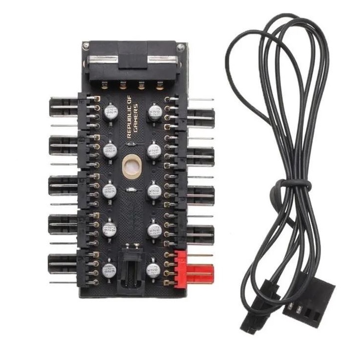 Hub Multi Fan Cooler 10x 4 Pinos Pwm Controle Cpu Molex | Shopee Brasil