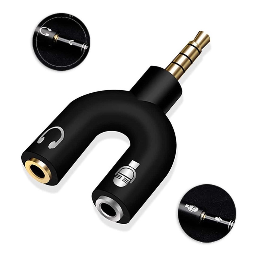 Adaptador Splitter P3-P2 Audio Microfone Modelo Y | Shopee Brasil