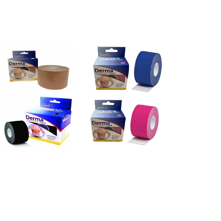 Kit 4 Unidades Fita Derma Tape Bandagem Elastica 5 Mts - Cores | Shopee ...