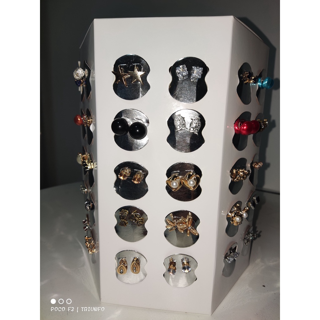 KIT COM 60 LINDOS BRINCOS PARA REVENDA COM EXPOSITOR SEXTAVADO | Shopee ...