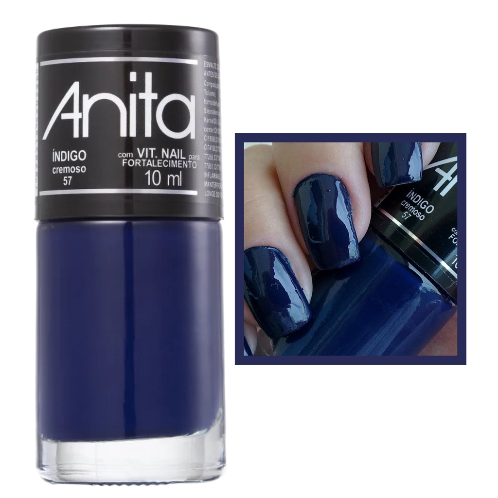 Esmalte Anita Indigo 57 Azul Escuro Cremoso Vegano 10ml | Shopee Brasil