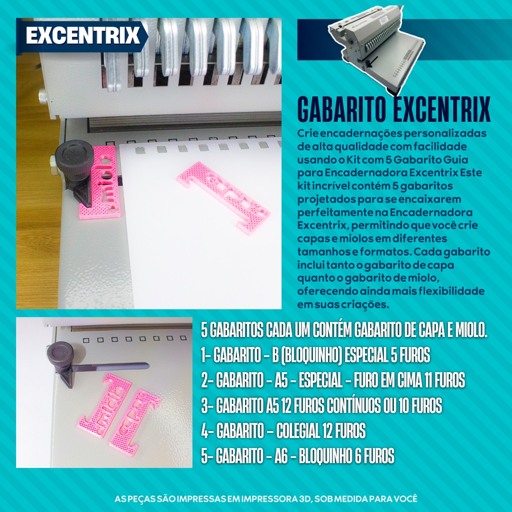 Kit 5 Gabarito encadernadora Excentrix | Shopee Brasil