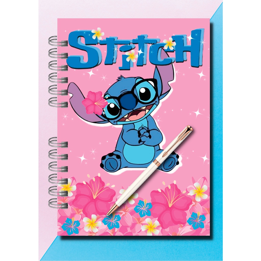 Caderno lilo e stitch personalizado com nome Grande B5 18x26 rosa 2 ...