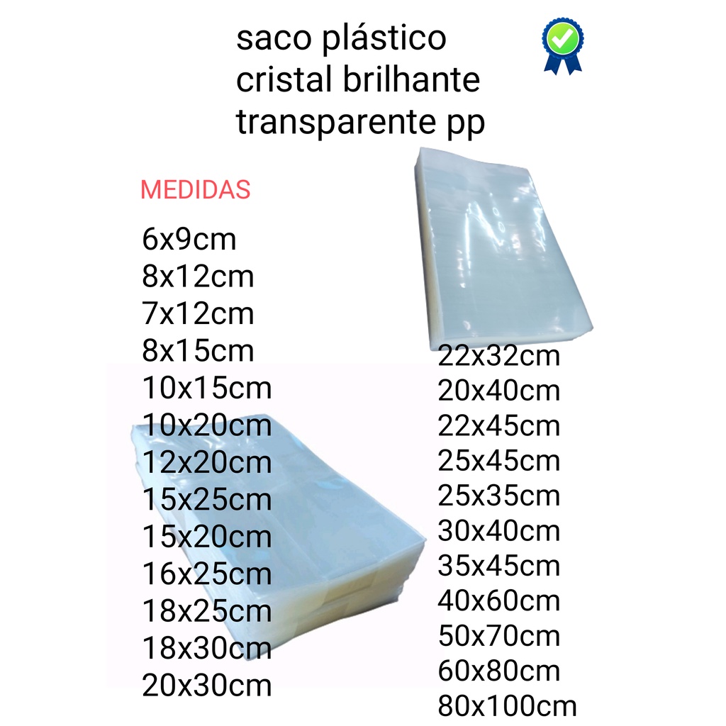 saco saquinho plastico transparente cristal PP resistente 6x9/ 7x12 ...
