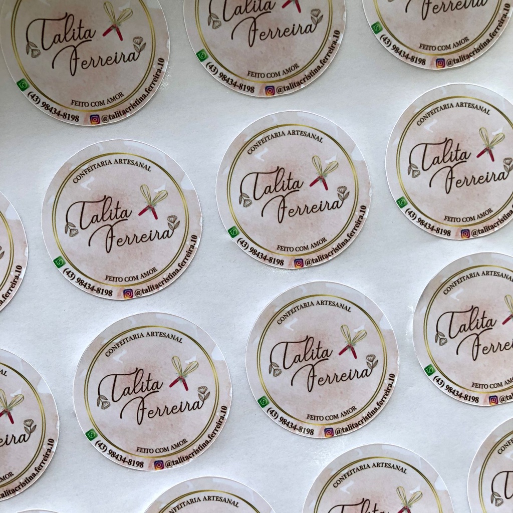 100 ADESIVOS PARA LOGOMARCA ETIQUETA ADESIVA COM LOGO | Shopee Brasil