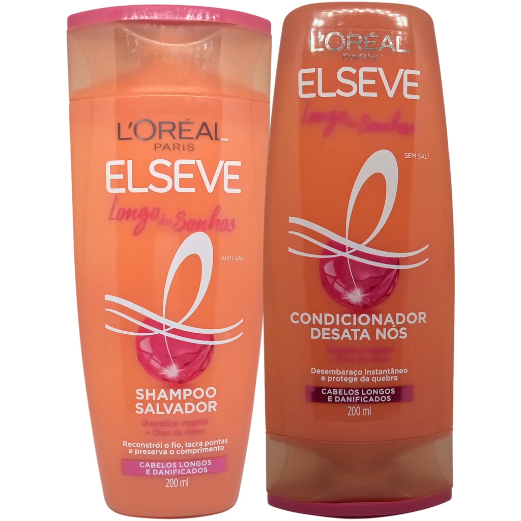 Kit Shampoo e Condicionador Longo dos Sonhos Desata Nós Elseve 200ml ...