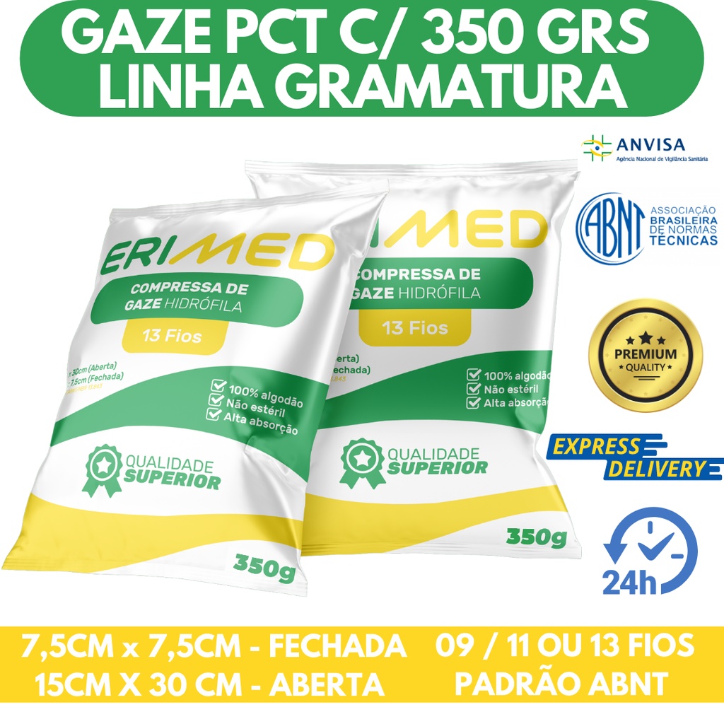 Compressa De Gaze 9 Fios 11 Fios 13 Fios 350 gramas Hidrófila Produto ...
