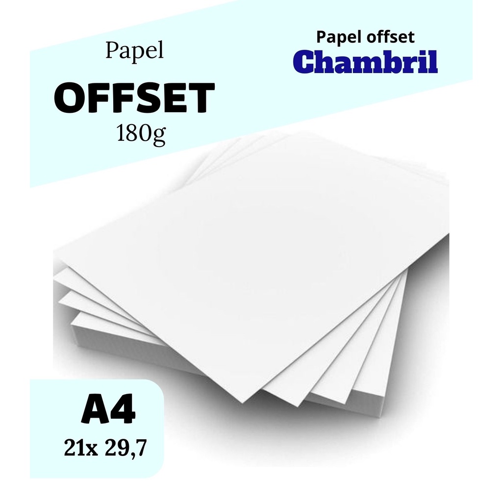 Papel offset A4 180g Chambril branco 100 folhas | Shopee Brasil
