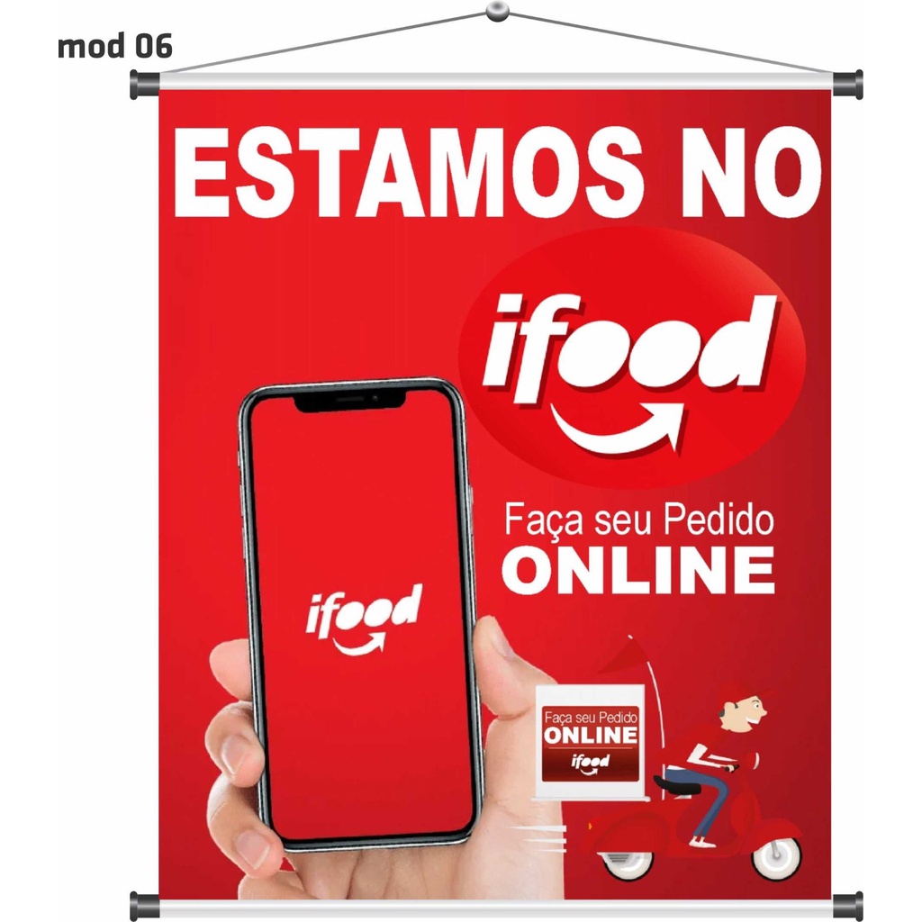 banner estamos no ifood 1metro x70cm mod 186 | Shopee Brasil