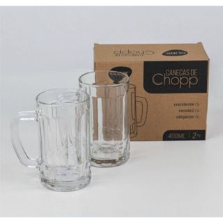 Kit 2 Canecas de Chopp Cerveja 400ml Vidro Clink | Shopee Brasil