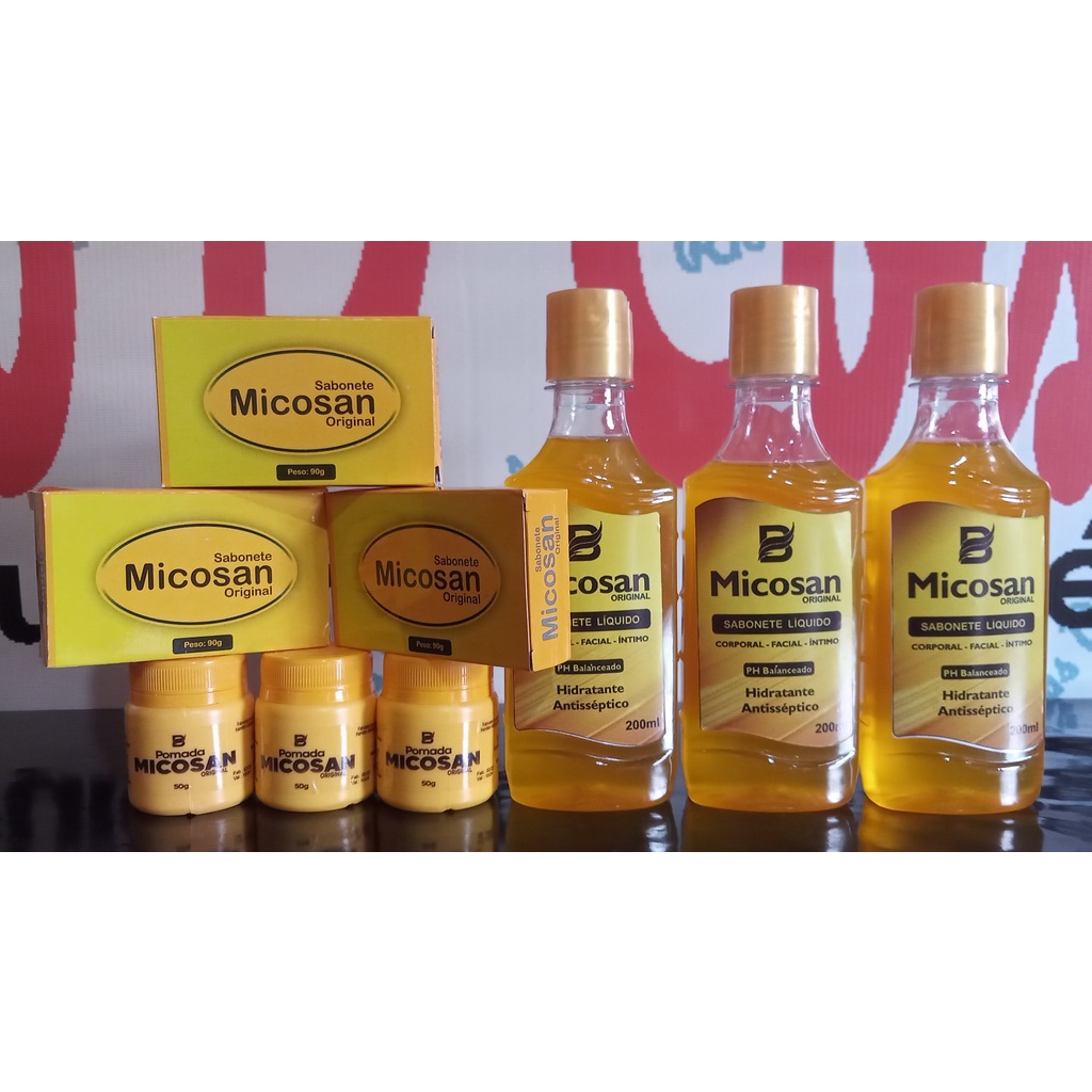 Micosan Kit Perfeito 3 pomadas Creme Clareador 3 Sabonetes Líquidos 3 ...