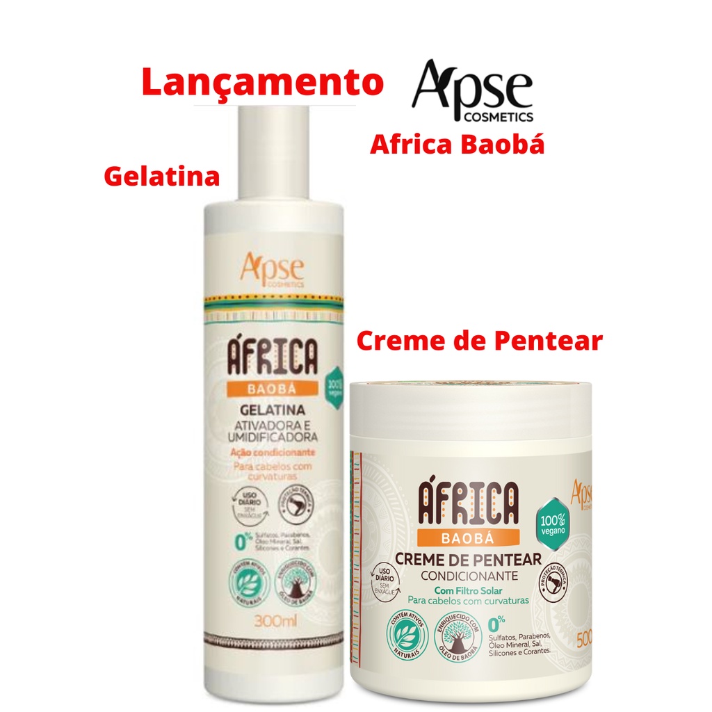 Kit Apse Africa Baoba Gelatina Ativadora + Creme de Pentear ...