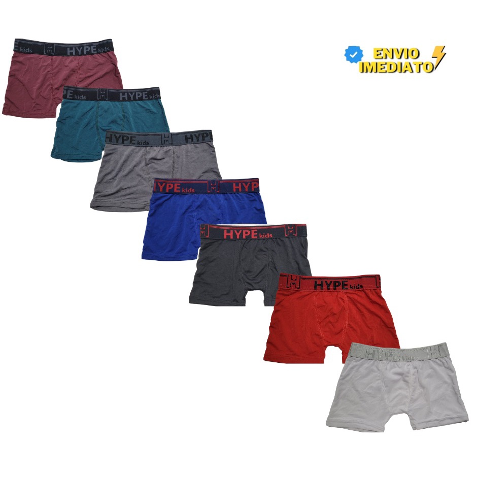 Kit 12 Cuecas Box Infantil Cueca Boxer Infantil Microfibra Hype Kids ...