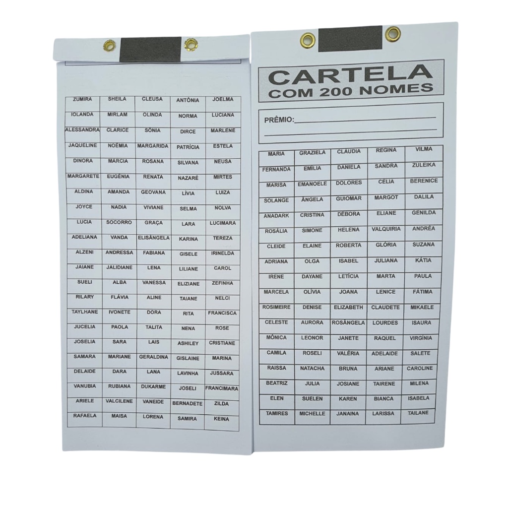 50 Cartelas de Rifa Com 200 Nomes Papel de alta Qualidade | Shopee Brasil