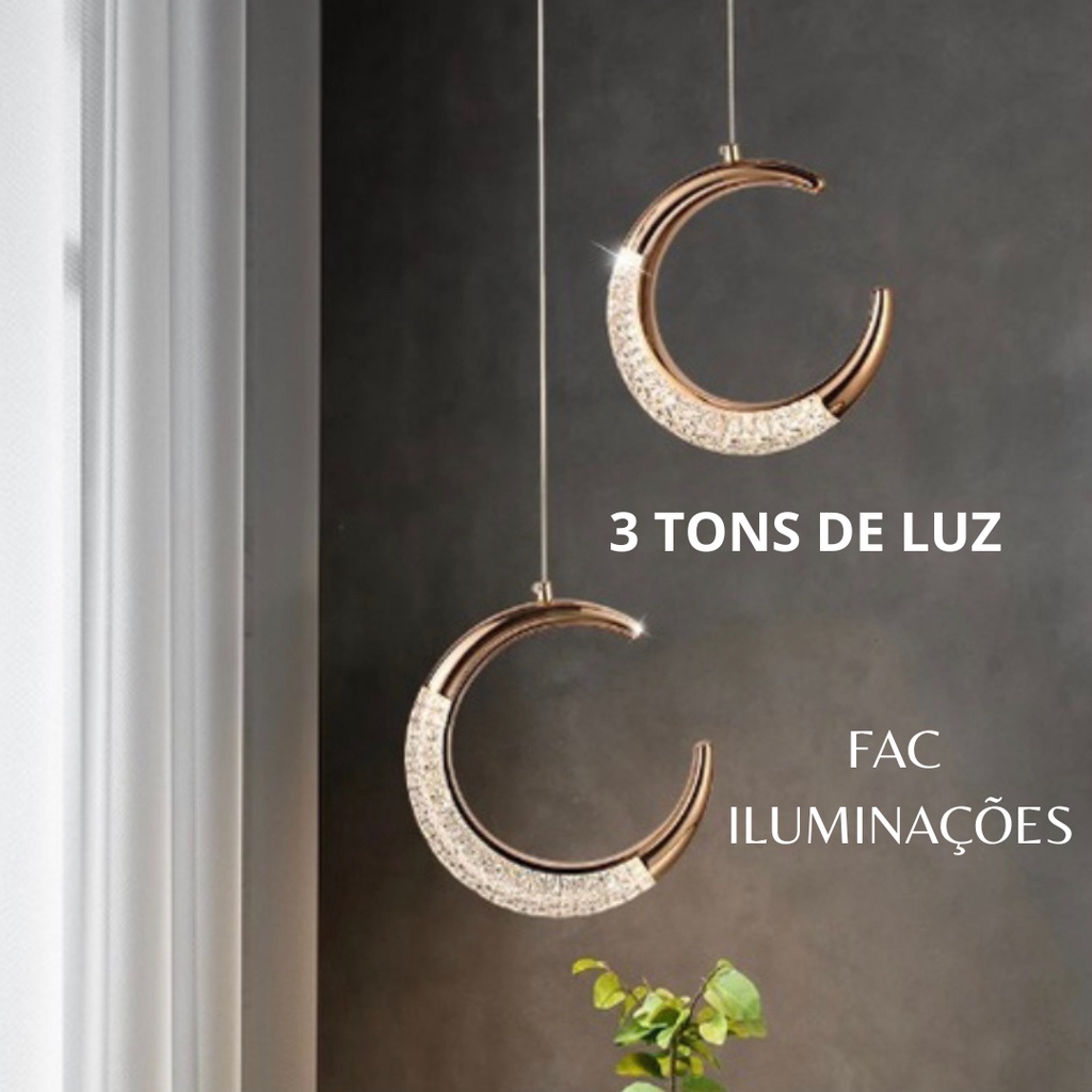 Pendente Lua Crescente Minguante 3W Bivolt Acrílico Luz Fria Neutra e Quente | Shopee Brasil