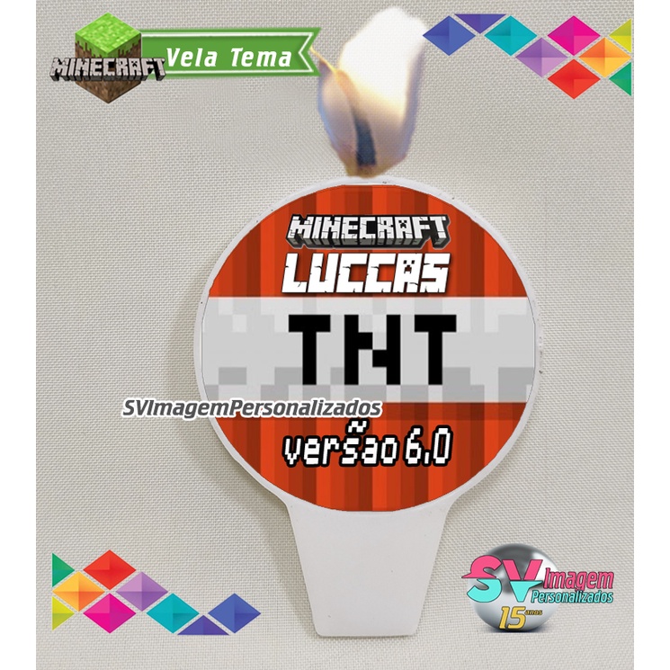 Festa bomba Tnt Vela de aniversário personalizada tema minecraft ...