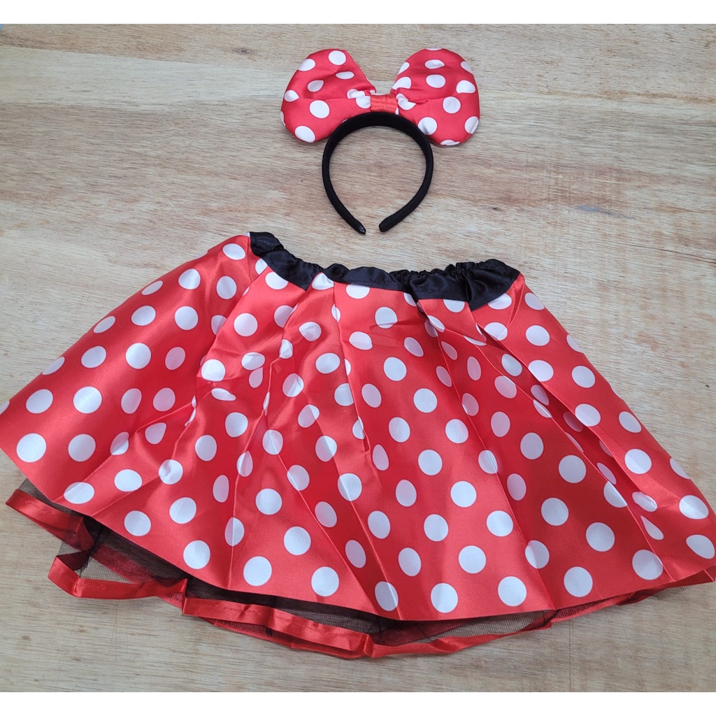 Fantasia Minnie infantil - tiara e saia 2 pçs carnaval festa | Shopee ...