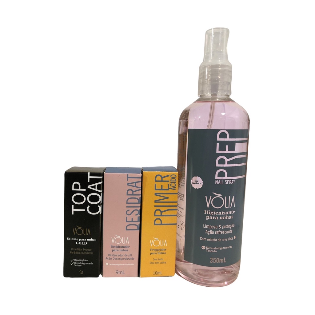 Kit Volia Prep 350ml + Primer Acido + Desitrat + Top Coat (A Sua ...