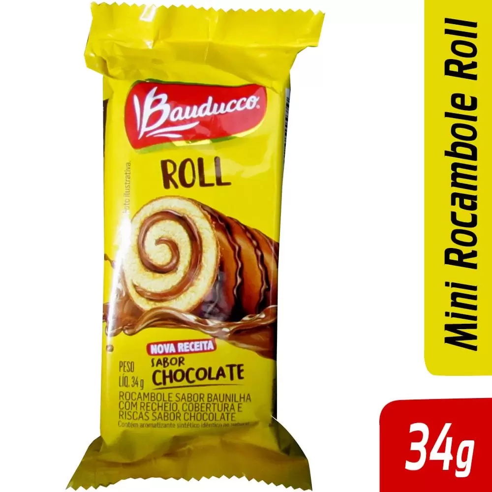 Rocambole Baunilha Recheio Chocolate Bauducco Pacote 34g | Shopee Brasil