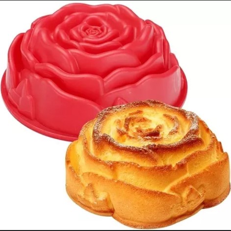 Forma de bolo silicone GRANDE formato de flor assadeira torta pudim ...