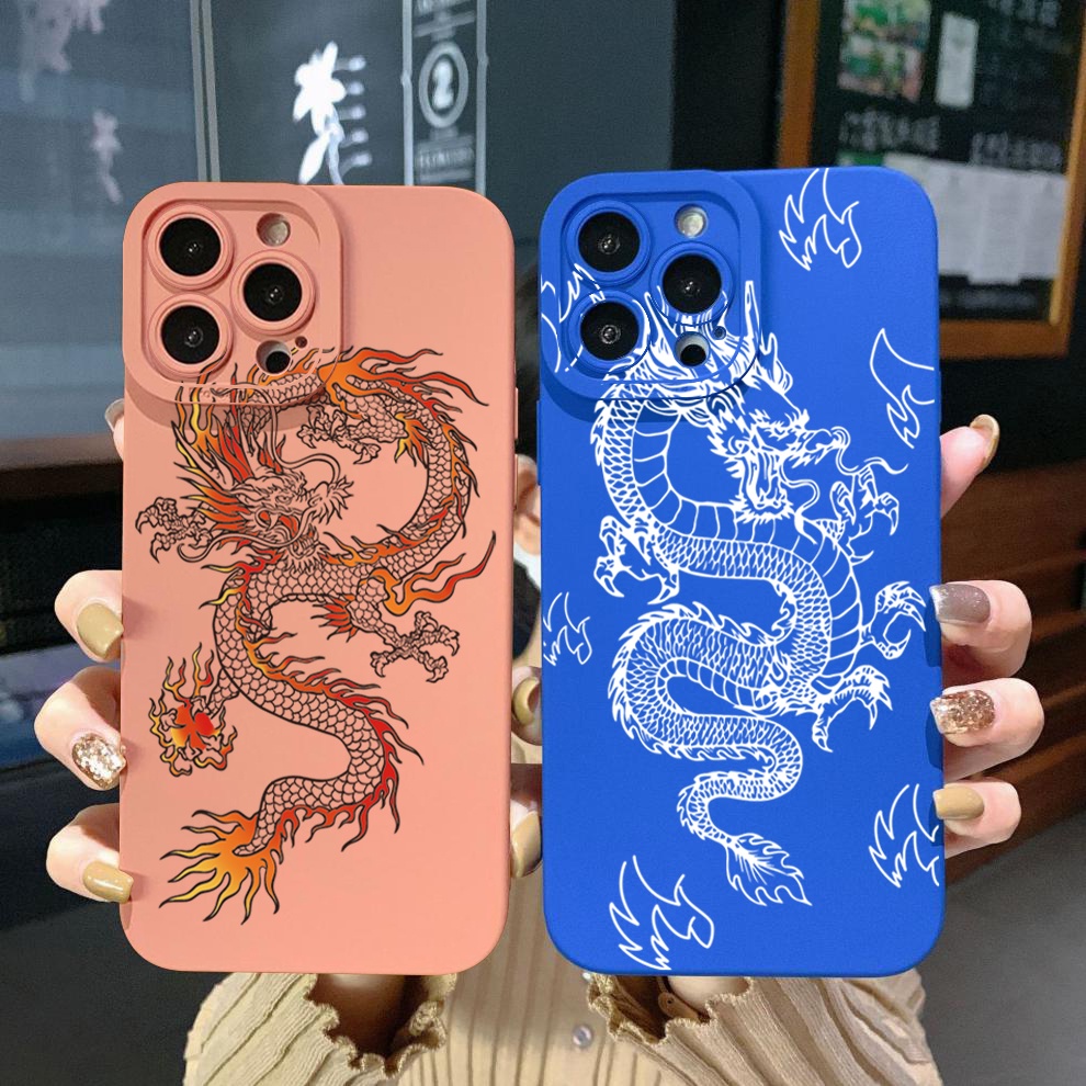 Para Xiaomi Redmi Nota 12 12S 4G Pro 5G 9S 9A 12C Capa Protetora Do Dragão De Fogo Chinês Len ...
