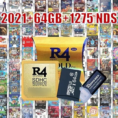 R4 Gold Pro 64 GB + 1275 Jogos - DS DsI dsi xl 3ds 3ds xl new 3ds xl new 2ds xl 2ds - Desconto ...