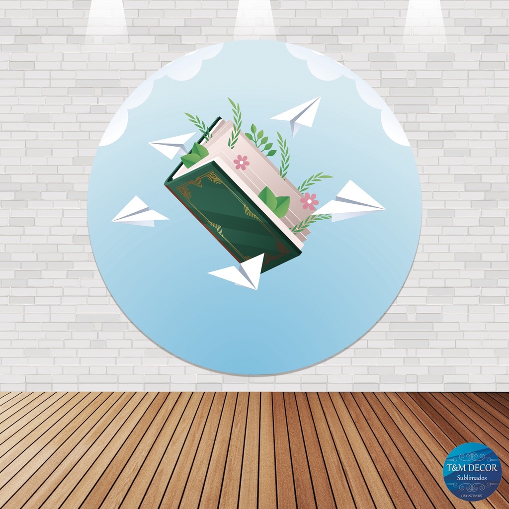 Painel de festa em tecido sublimado 1,5m livro | Shopee Brasil