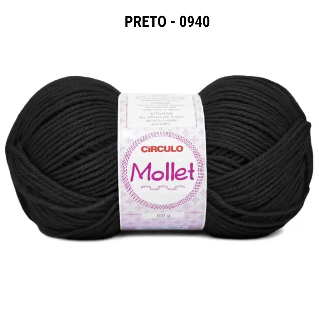 Lã Mollet Preto Círculo 200M 1 Unid 100 Gramas - Cor 940 | Shopee Brasil
