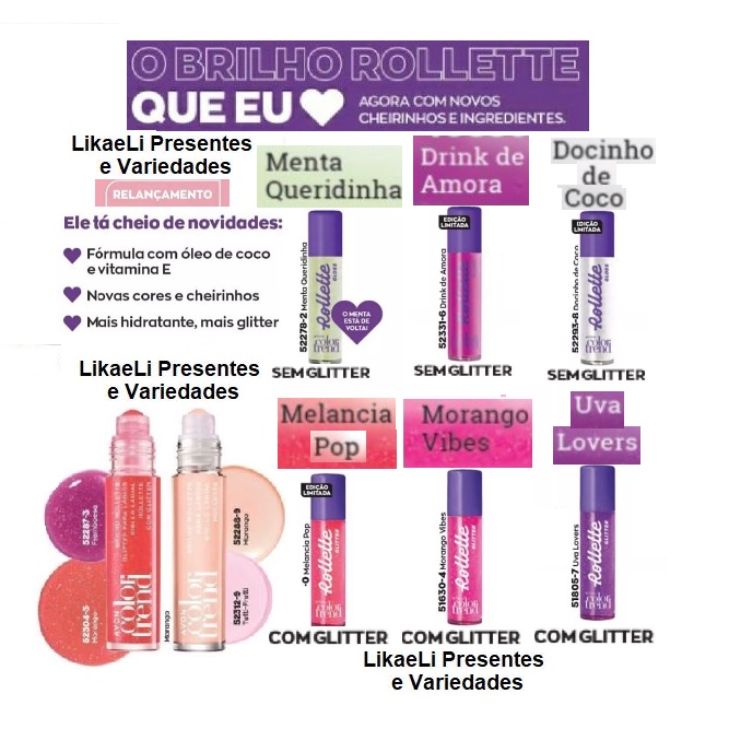 Brilho Rollete Tipo gloss para Lábios 5,5ml Color Trend Avon Batom ...