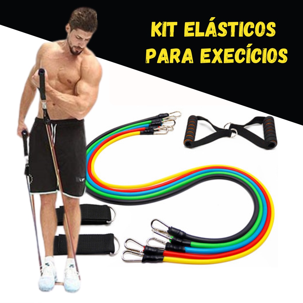 Kit 11 Elásticos Para Treino Fitness Exercícios Corda Elástica Malhar ...