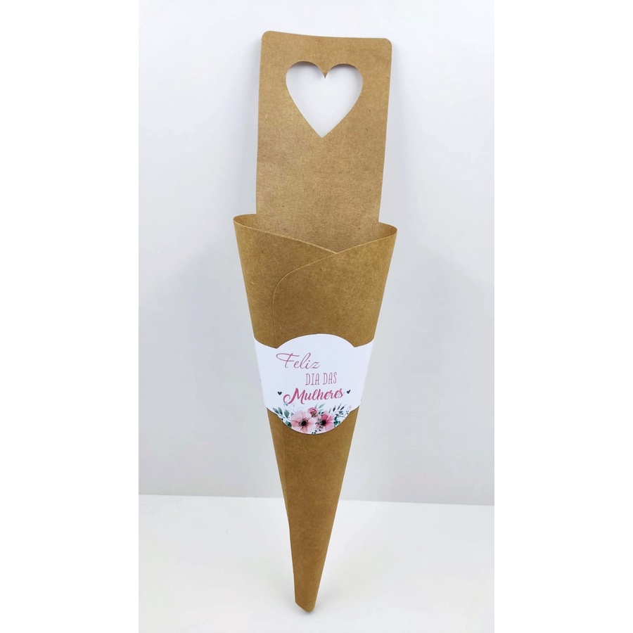 12 Cone Para Buque De Flores E Lembrancinhas Papel Kraft com Rótulo Dia da Mulher | Shopee Brasil