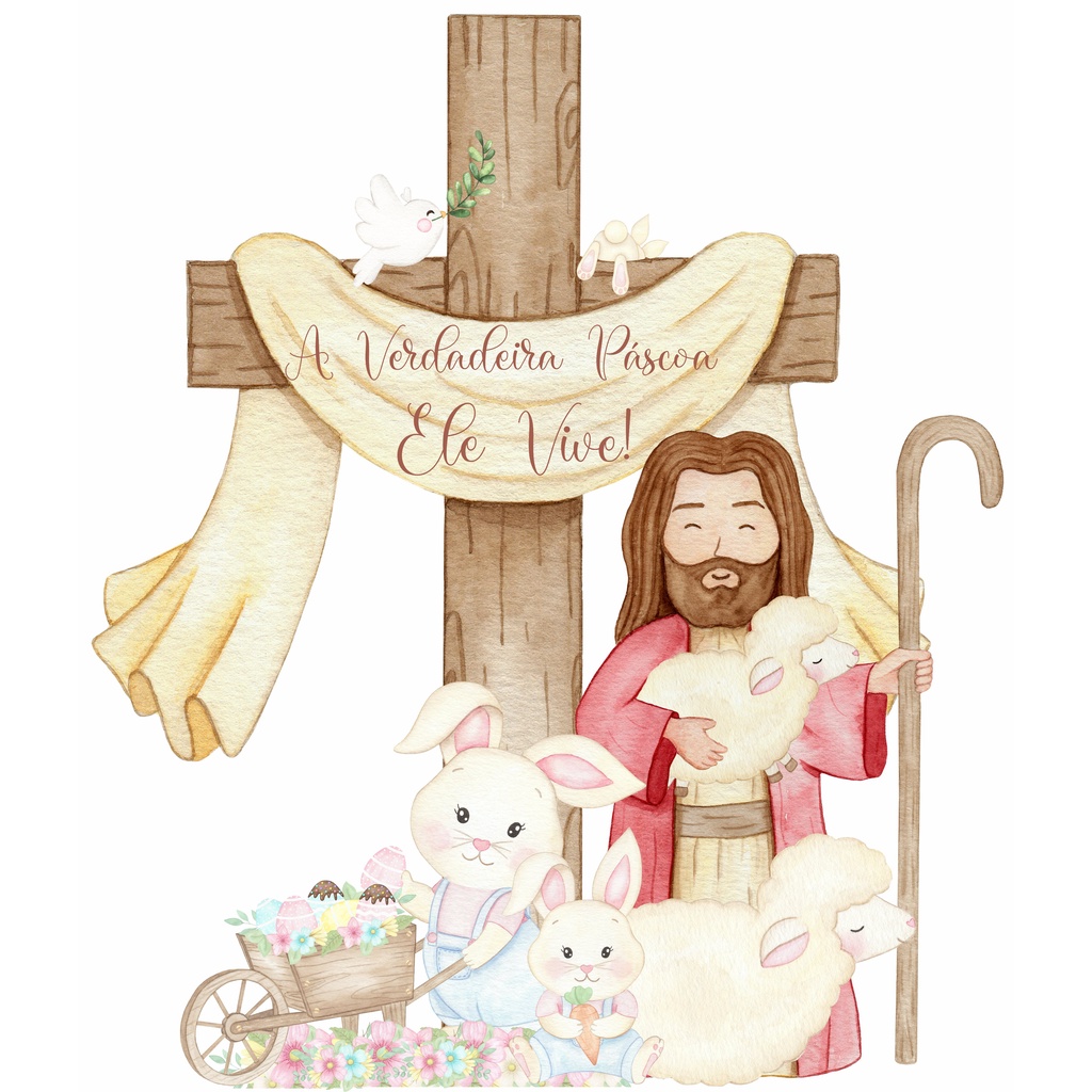 1 DISPLAY MESA PLACA CRUZ INDICATIVA - A VERDADEIRA PÁSCOA, ELE VIVE ...