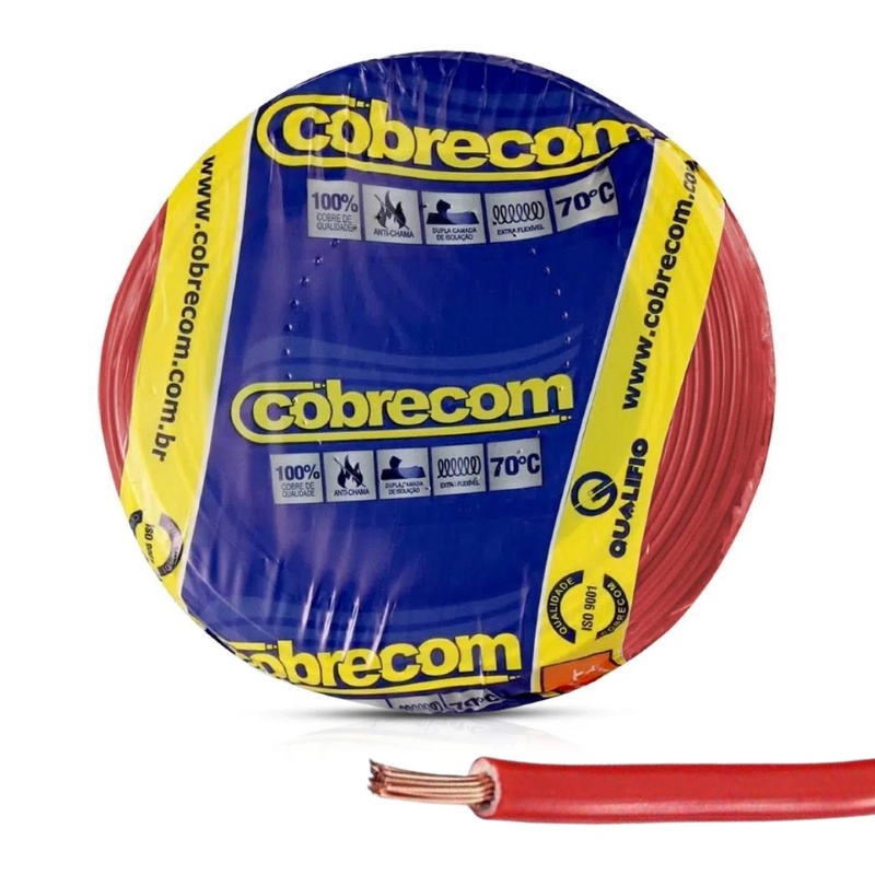 Cabo Vermelho Bitola De 6,0mm Rolo Com 5 Metros Fio Fase | Shopee Brasil