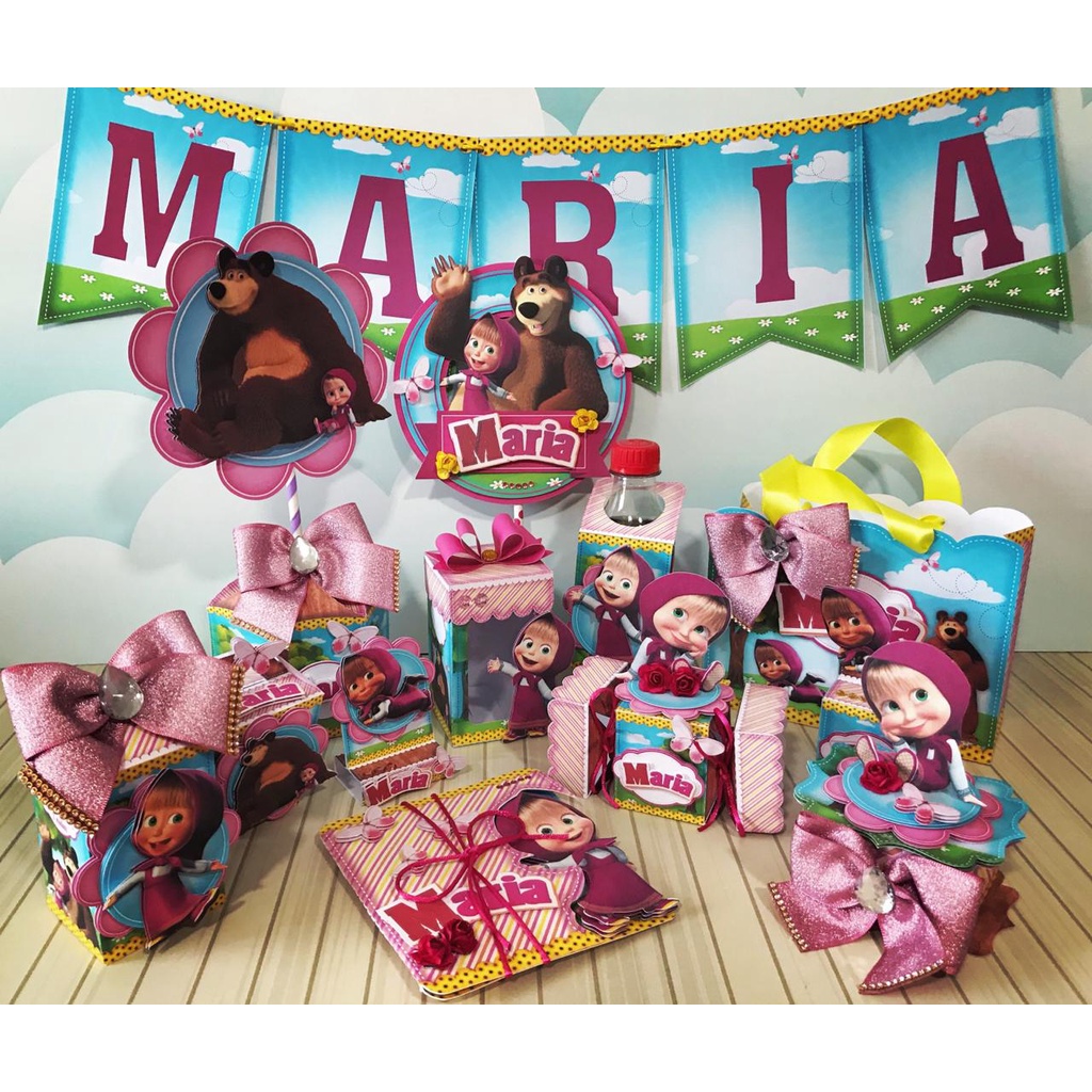 KIT FESTA MASHA E O URSO 3D | Shopee Brasil