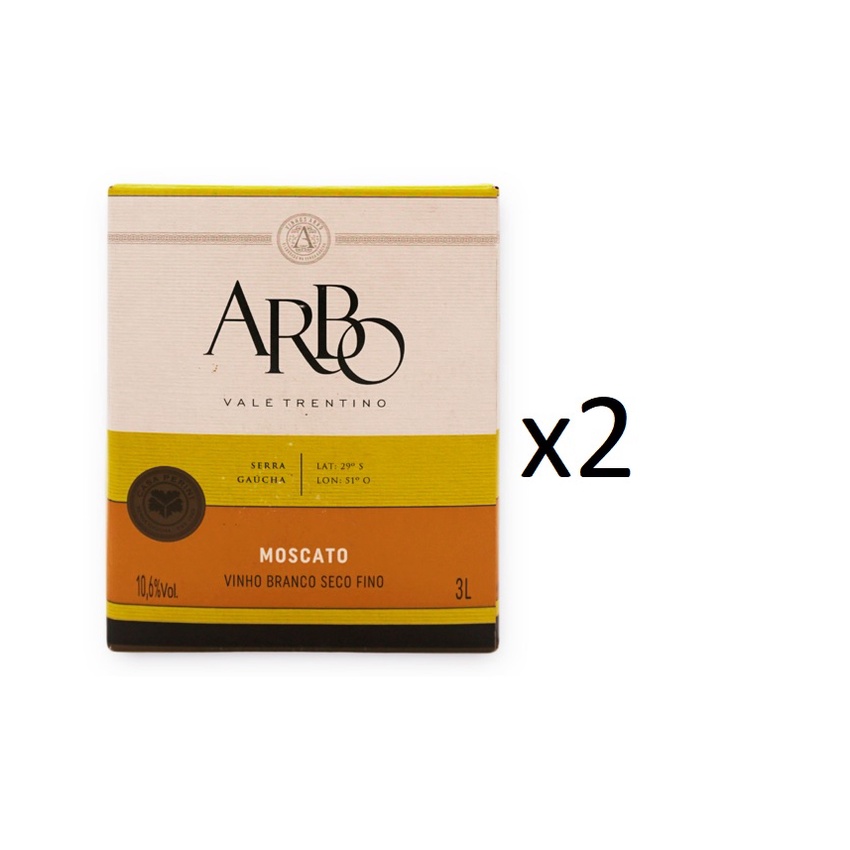 Kit Vinho Arbo Moscato Branco Seco Bag In Box 3L 2uni | Shopee Brasil