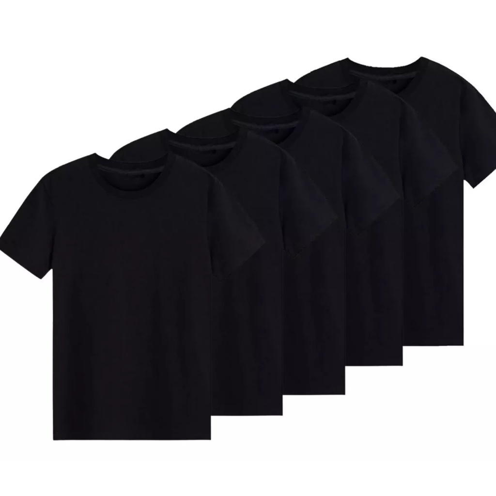 Kit 5 Camisetas Camisas Basicas Lisa Preta 100 Algodao Ref 002 Shopee