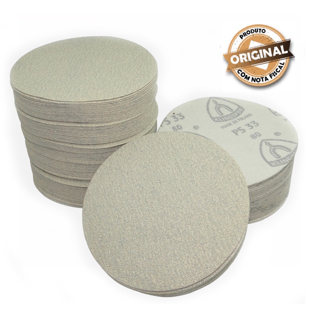 100 Discos Lixa Hookit Ps33 125mm 5 Roto Orbital Lixa redonda Klingspor ...