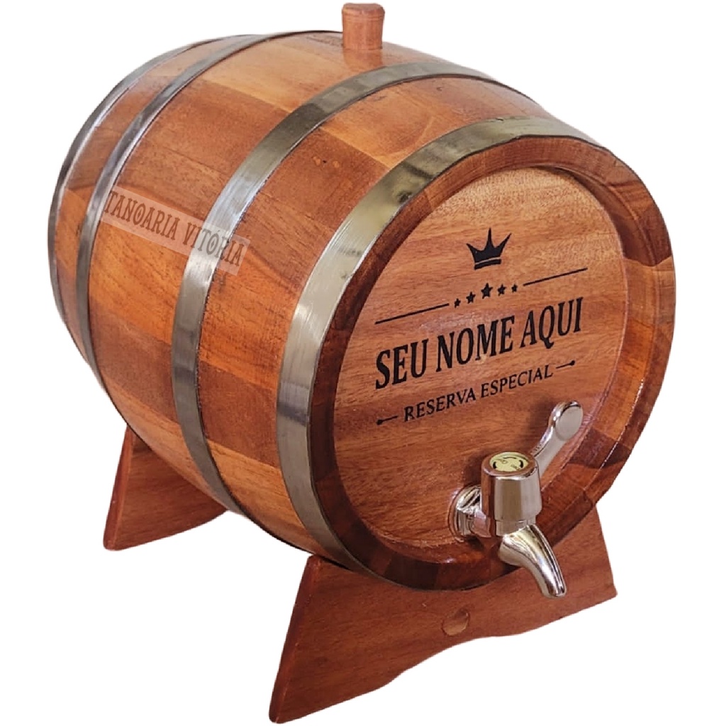 Barril Tonel Carvalho 3 Litros Personalizamos Seu Nome Torneira Luxo ...