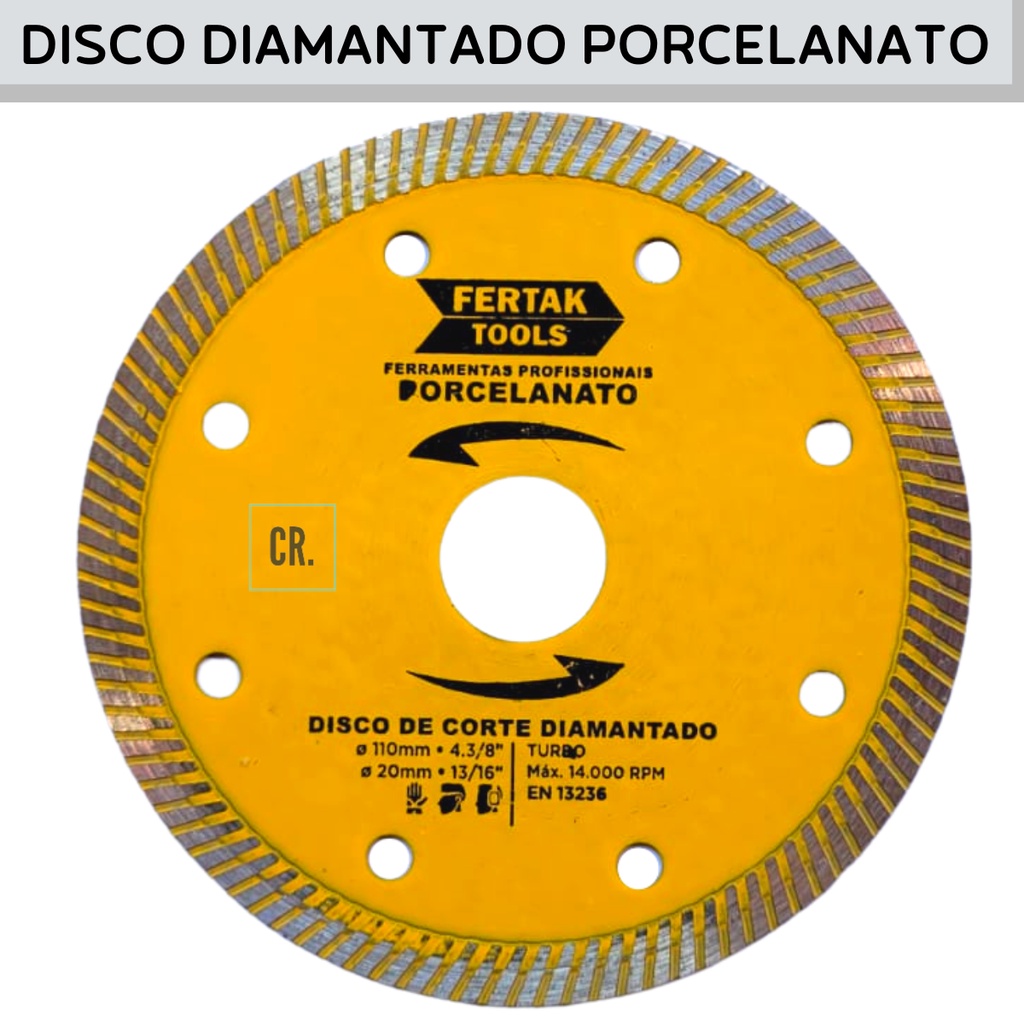 Disco Diamantado Para Porcelanato Turbo Fertak Tools 4" 110mm x 20mm ...