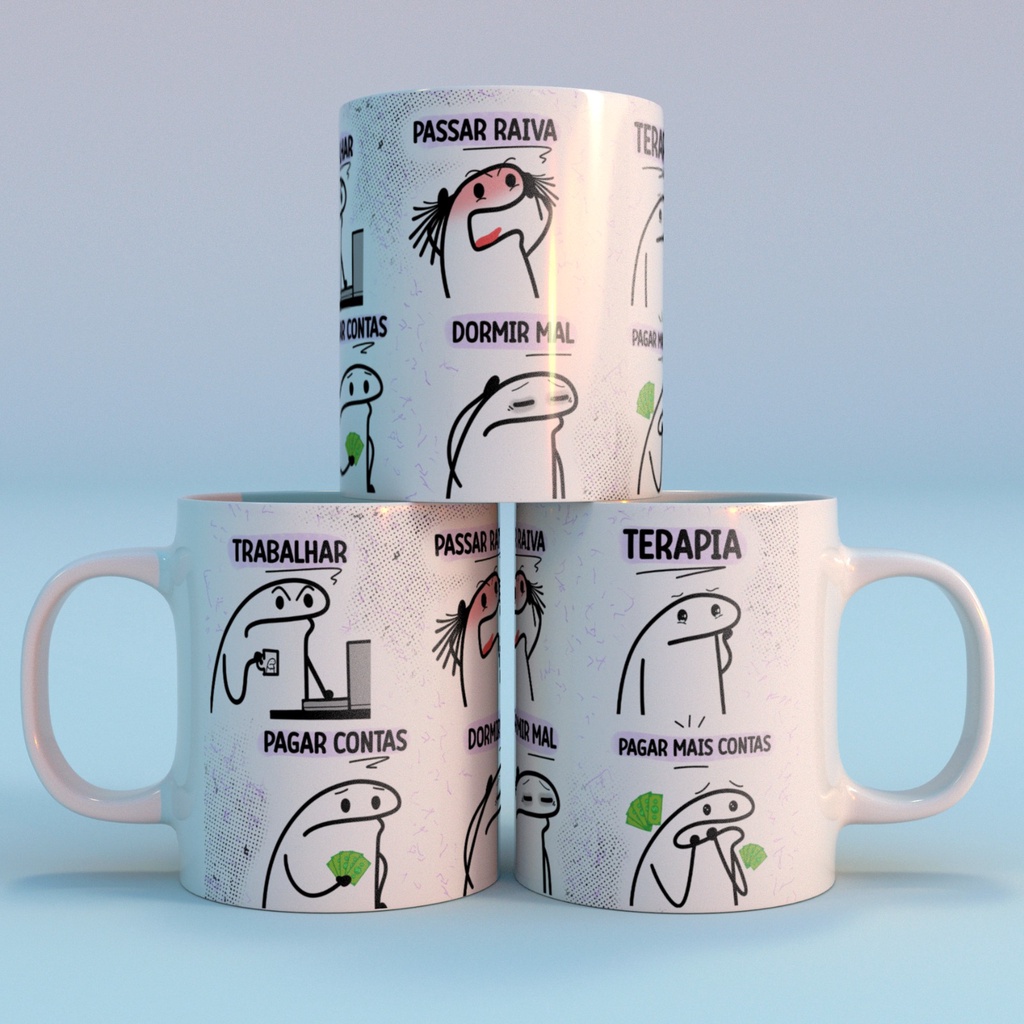 Caneca Personalizada Flork. Trabalhar, pagar contas. | Shopee Brasil