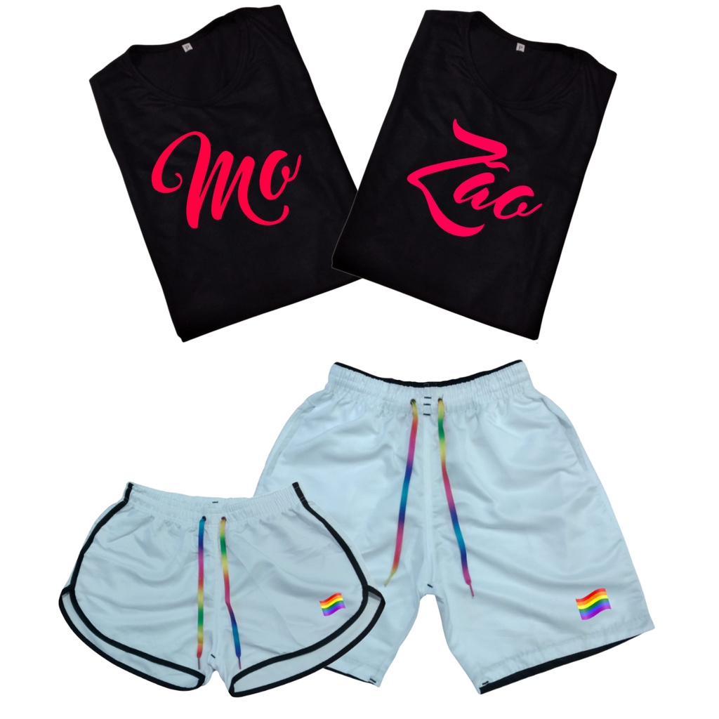 Lgbtq kit Camisas de Casal + Kit Shorts Casais Lgbtq mopda praia ...