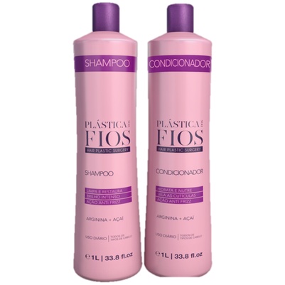 Kit Plástica dos Fios Shampoo 1 litro e Condicionador 1 litro | Shopee ...