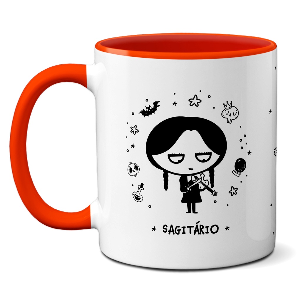 Caneca Wandinha Signo Sagitário Distraído E Moralista Desapegado ...