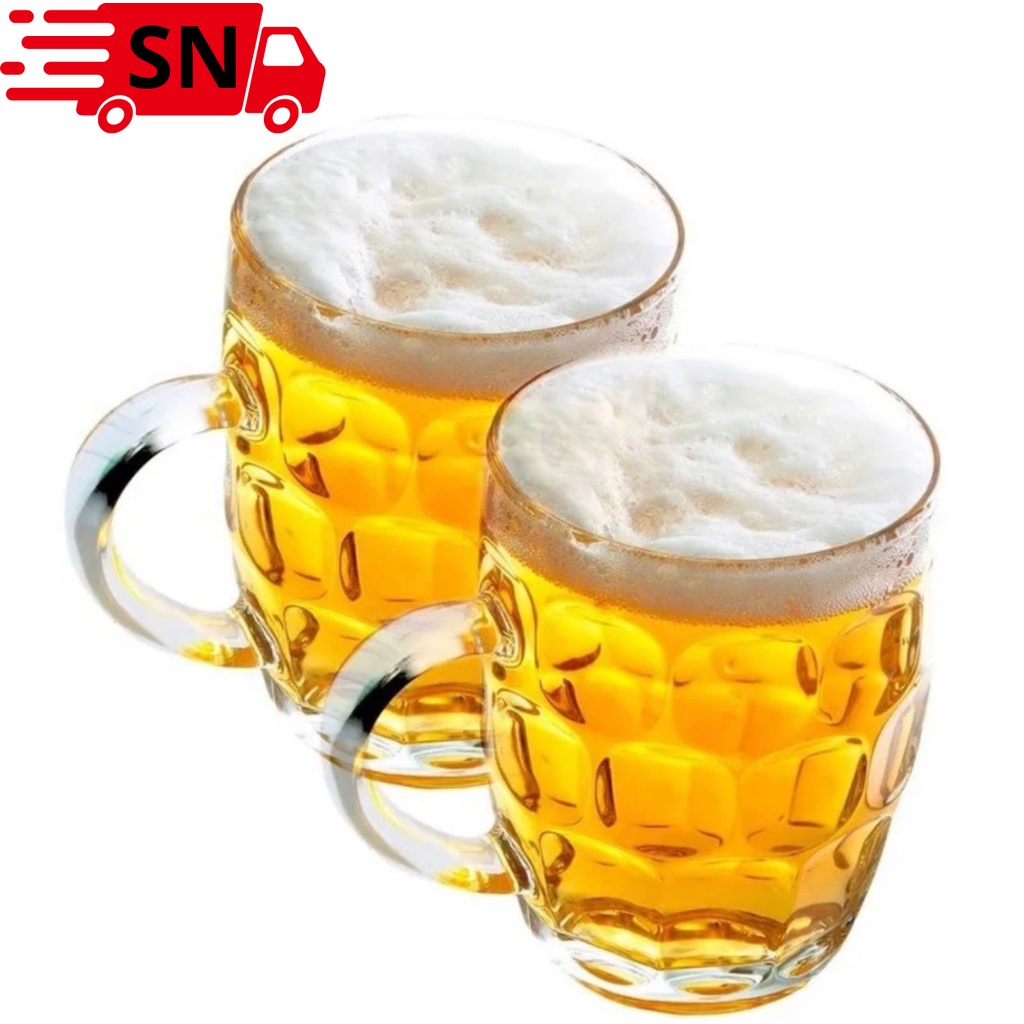 Kit C/2 Pcs Caneca Para Chopp Cerveja De Vidro 470ml | Shopee Brasil