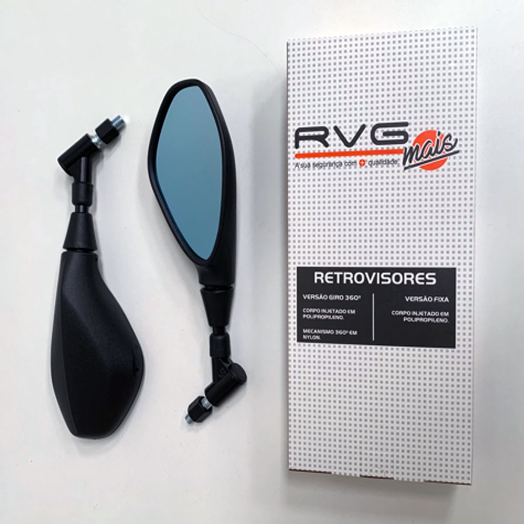 Retrovisor F800 Rvg Com Giro 360 Articulado Retratil Lente Convexa Azul