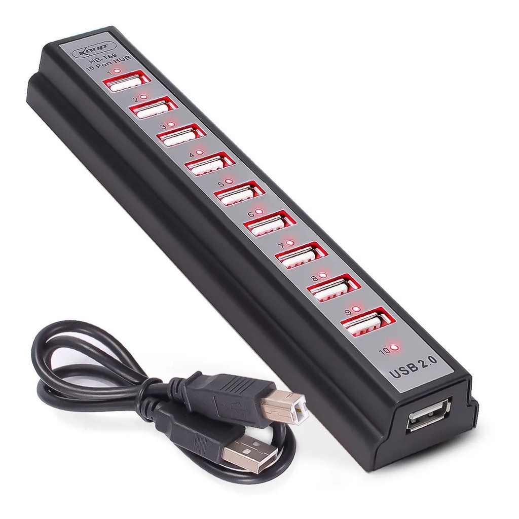 Adaptador Hub USB 10 Portas HB-T69 é a solução perfeita! Compatível com ...