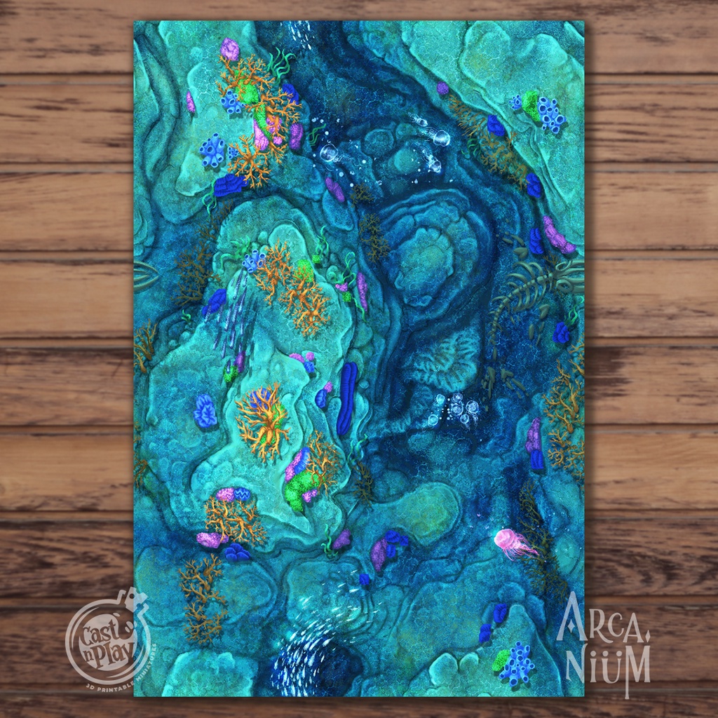 Mapa de Batalha em Tecido - 86x56cm | Dupla Face Fundo do Mar - Grid ...